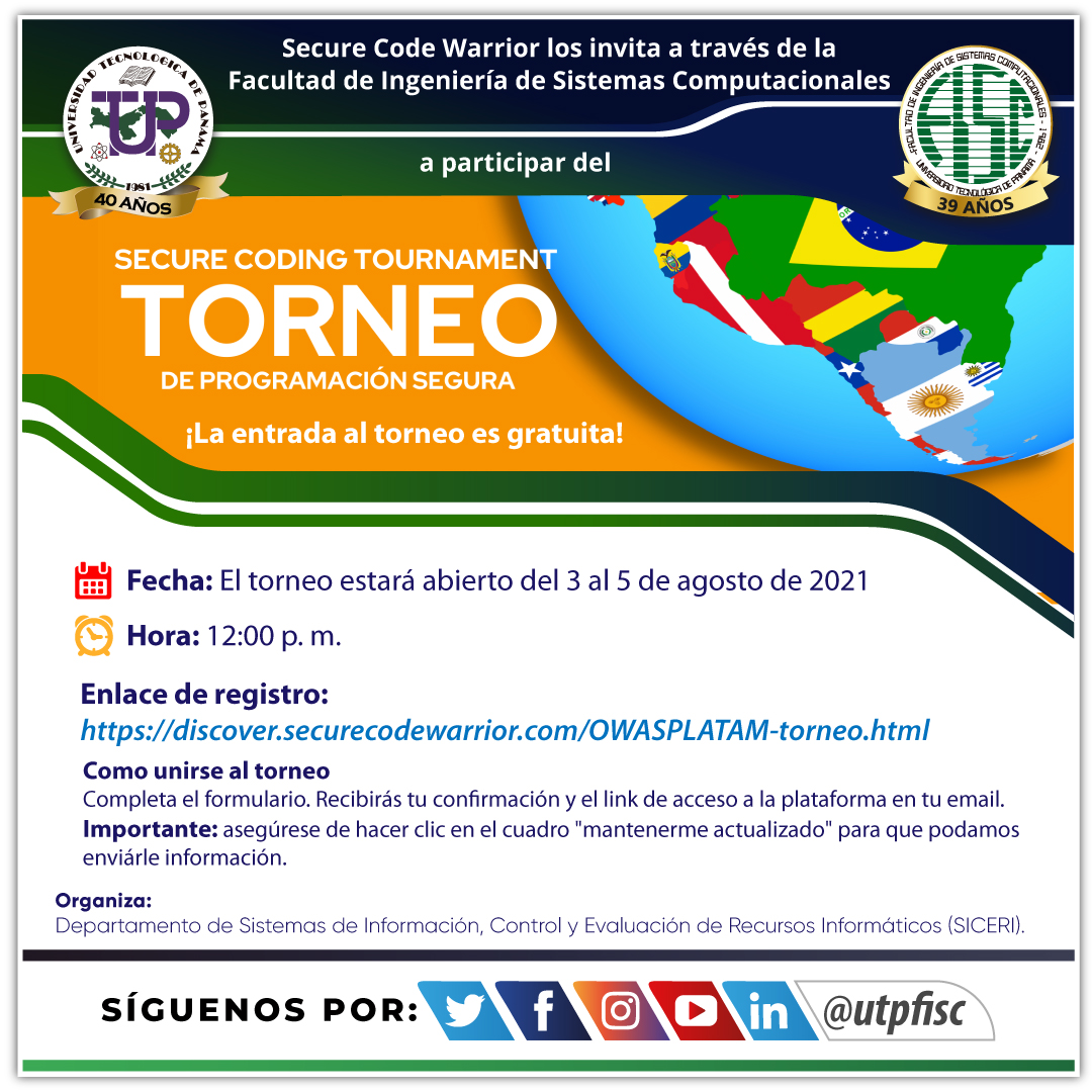 Torneo Secure Coding Tournament OWASP LATAM@Home 2021 | Facultad de ... Torneo Secure Coding Tournament OWASP LATAM@Home 2021 | Facultad de ...